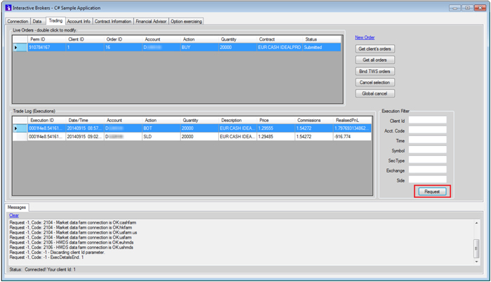 Requesting Execution Reports - reqExecutions